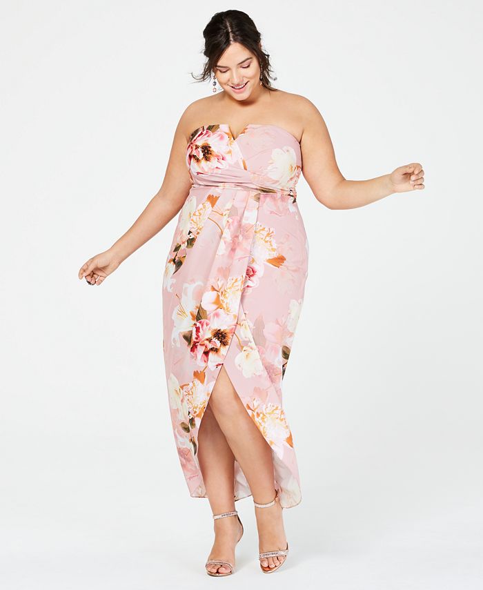 City Chic Trendy Plus Size Strapless Floral-Print Maxi Dress - Macy's