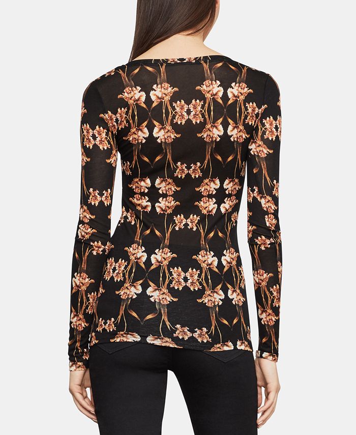 BCBGMAXAZRIA Printed Knit Bodycon Top - Macy's
