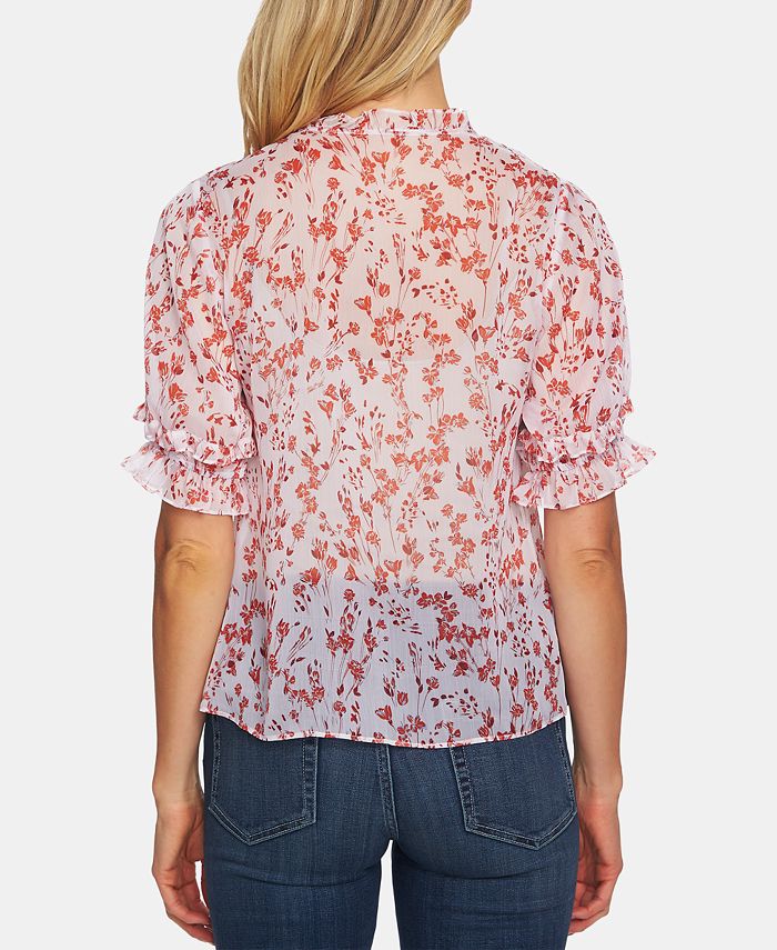 CeCe Floral-Print Ruffled Blouse - Macy's