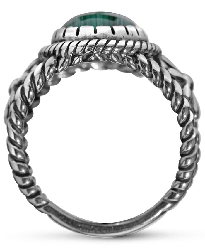 American West Malachite or Orange Spiny Oyster Bezel Set Ring in Sterling Silver - Macy's