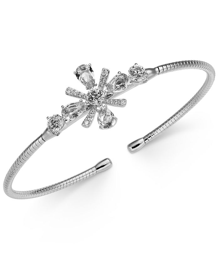 Eliot Danori Multi-Crystal Flower Cuff Bracelet, Created for Macy's ...