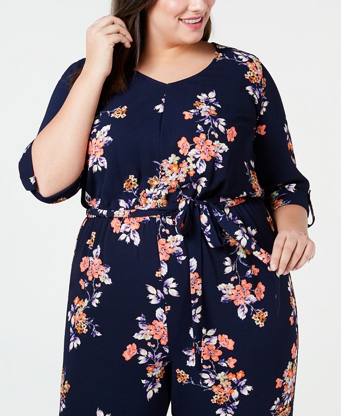 Love Squared Trendy Plus Size Floral Jumpsuit Macys