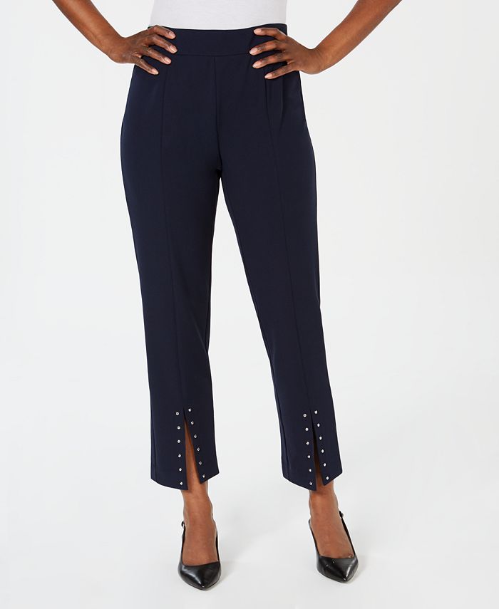 JM Collection Tummy Control Studded Slit Pants, Created for Macy's - Macy's