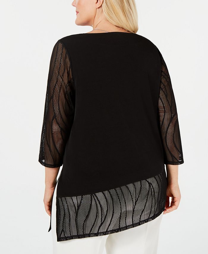 JM Collection Plus Size Asymmetrical Necklace Top, Created for Macy's ...
