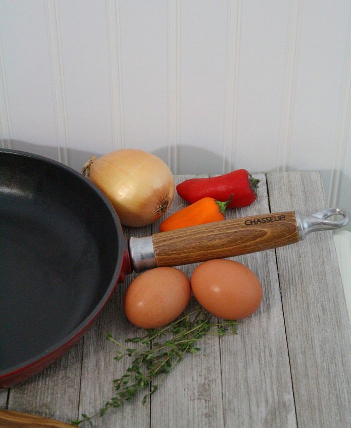 Chasseur French Enameled Cast Iron 10" Fry Pan with Wood Handle and ...