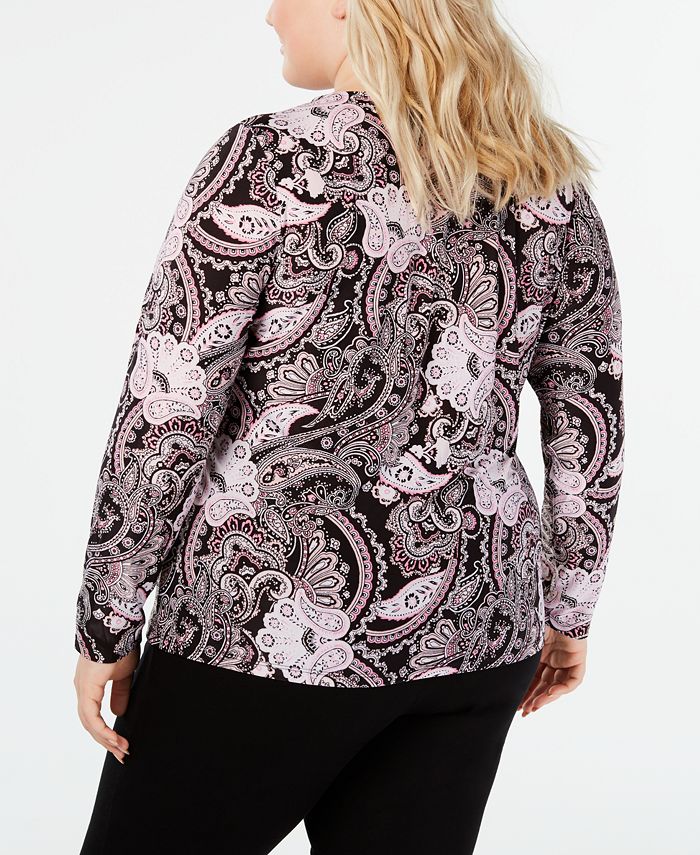 INC International Concepts I.N.C. Plus Size Printed Long-Sleeve Top ...