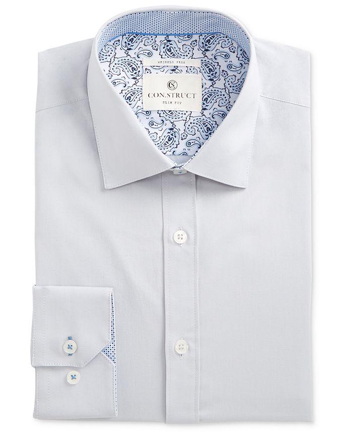 ConStruct Con.Struct Mens Slim-Fit Performance Stretch Solid Dress Shirt - Macy's