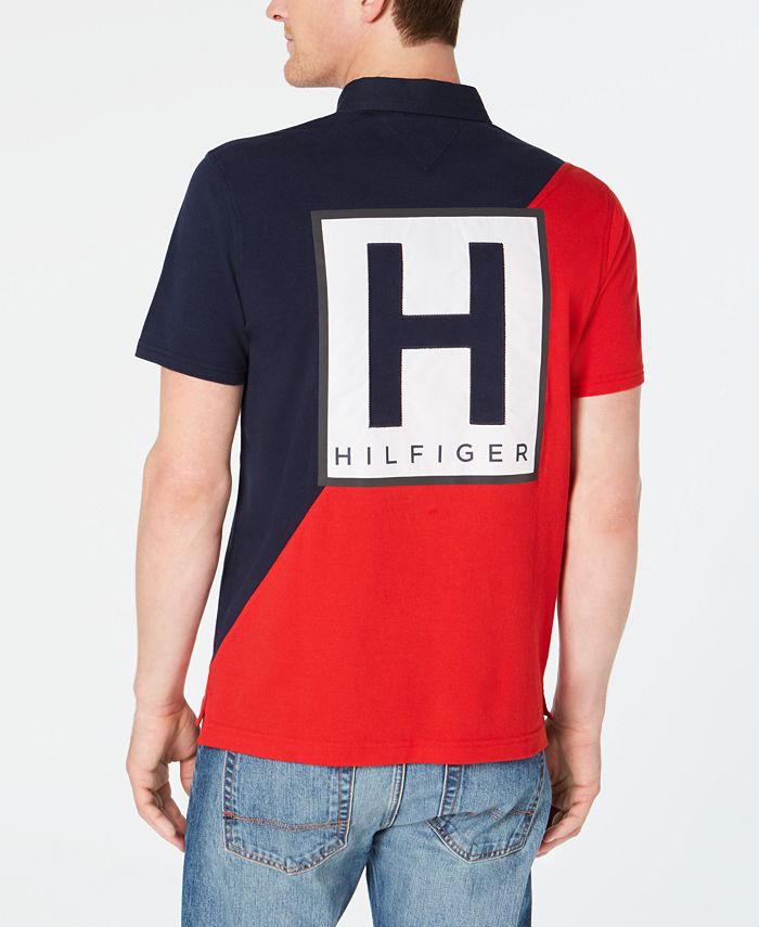 Tommy Hilfiger Men's Custom Fit Diagonal Colorblocked Polo - Macy's