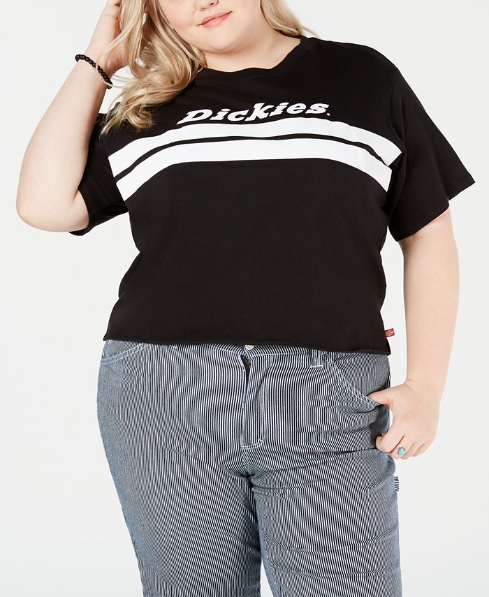 Dickies Trendy Plus Size Logo Striped Graphic Cropped T Shirt Macys