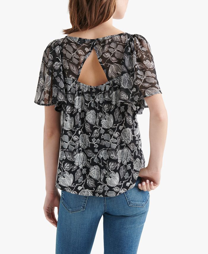 Lucky Brand Open-Back Printed Top - Macy's