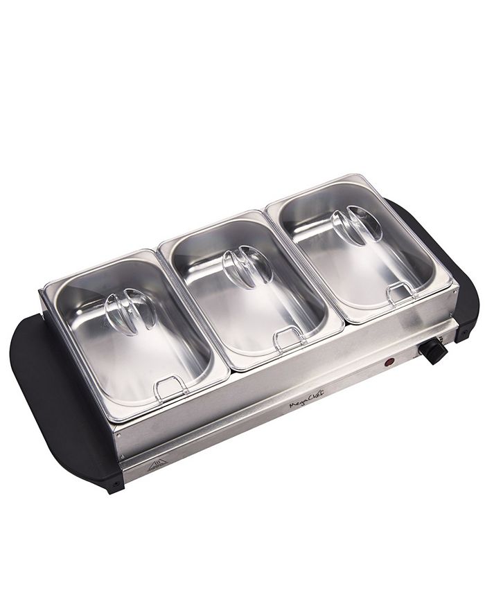 MegaChef Buffet Server, Food Warmer with 3 Removable Sectional Trays ...