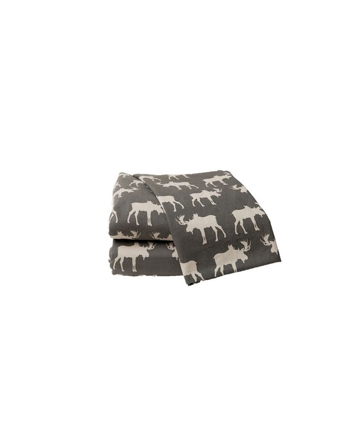 La Rochelle Moose Heather Ground Flannel Sheet Set Queen - Macy's