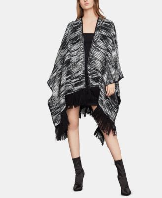 BCBGMAXAZRIA Two-Tone Fringe-Trim Ruana - Macy's