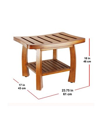 Oceanstar Solid Wood Spa Bench with Storage Shelf - Macy's