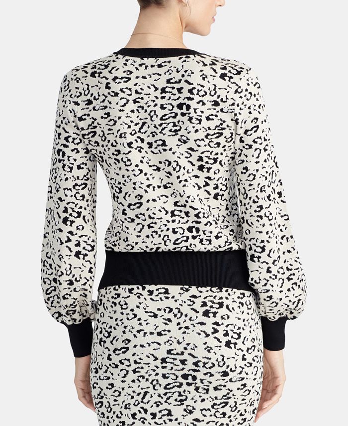 RACHEL Rachel Roy Crewneck Leopard-Print Sweater, Created For Macy's ...