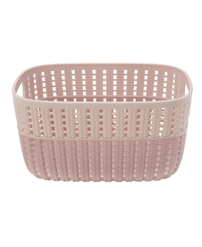 Simplify 2-Tone Decorative Small Storage Basket in Blush - Macy's