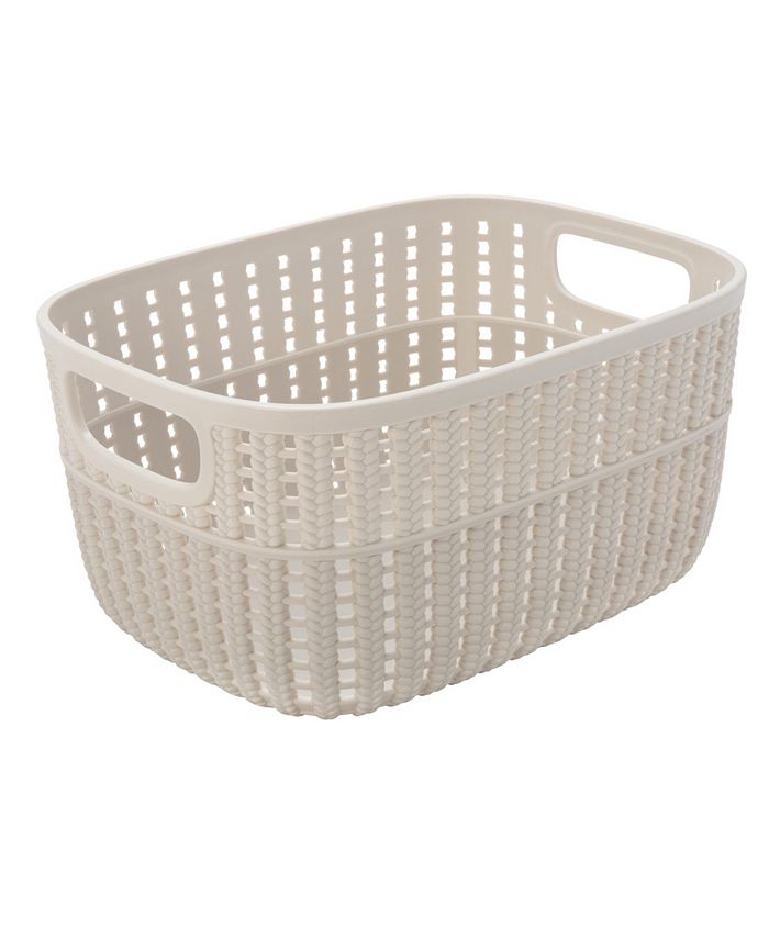 Simplify 2-Tone Decorative Small Storage Basket in Ivory - Macy's