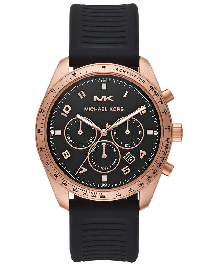 Michael Kors Men's Chronograph Keaton Black Silicone Strap Watch 43mm ...