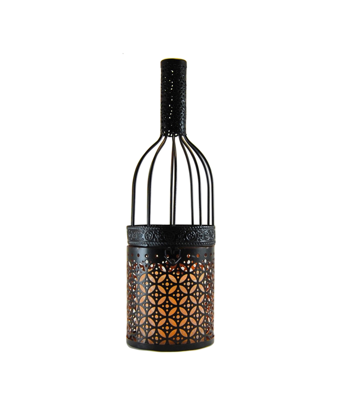 Click here for Lumabase Black Wine Bottle Metal Lantern with Led... prices