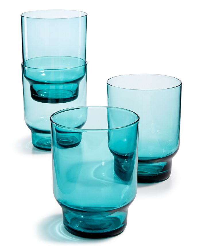 The Cellar CLOSEOUT! Teal Stackable Glasses, Set of 4, Created for Macy ...
