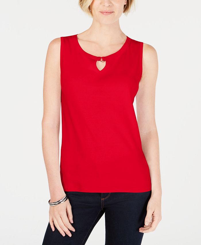 Karen Scott Cotton Keyhole Tank Top, Created for Macy's - Macy's