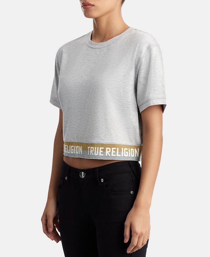True Religion Cotton Cropped Graphic Top - Macy's