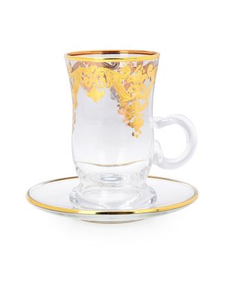 Classic Touch Set 6 Tea Cups 24K Gold Artwork - Macy's