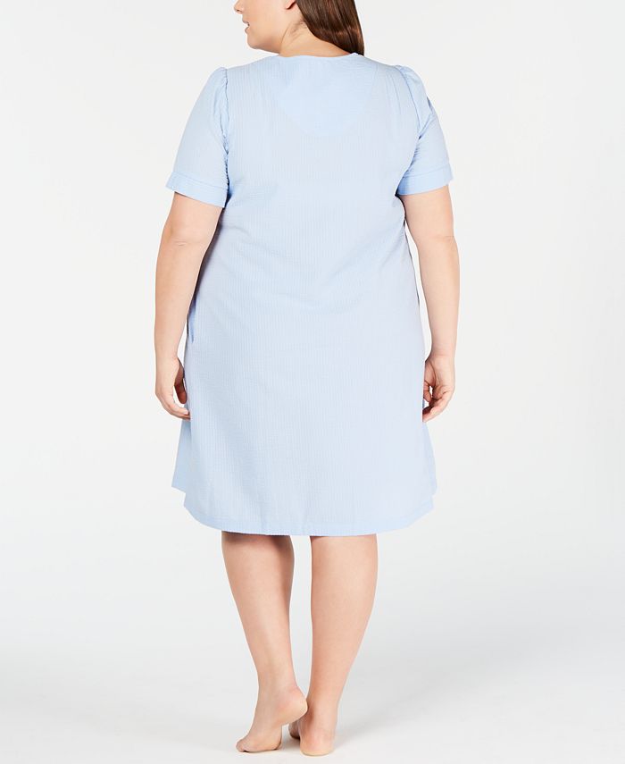 Miss Elaine Plus-Size Embroidered Seersucker Gripper Robe - Macy's