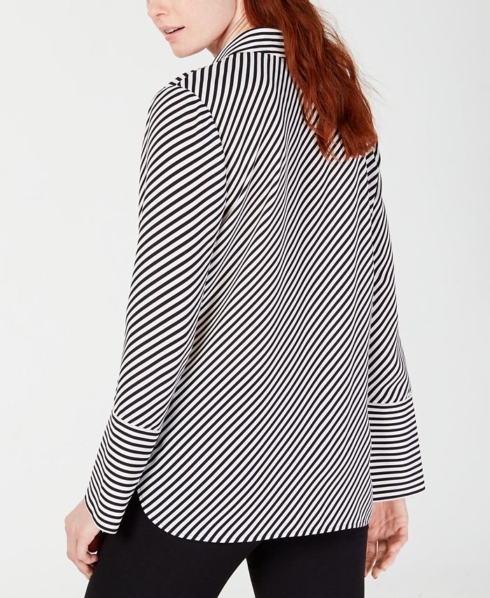 Anne Klein Striped Split-Cuff Blouse - Macy's