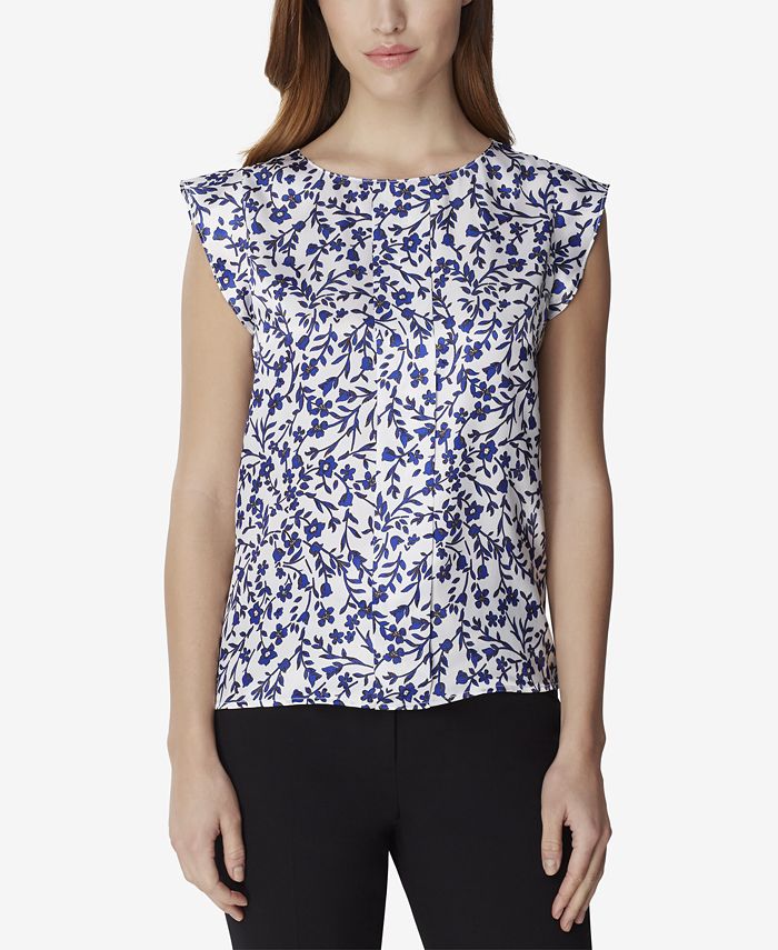 Tahari ASL Tahari Petite Printed Smocked-Back Top - Macy's