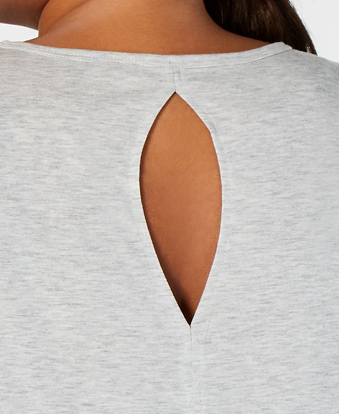 Ideology Plus Size Graphic Keyhole Top, Created for Macy's - Macy's