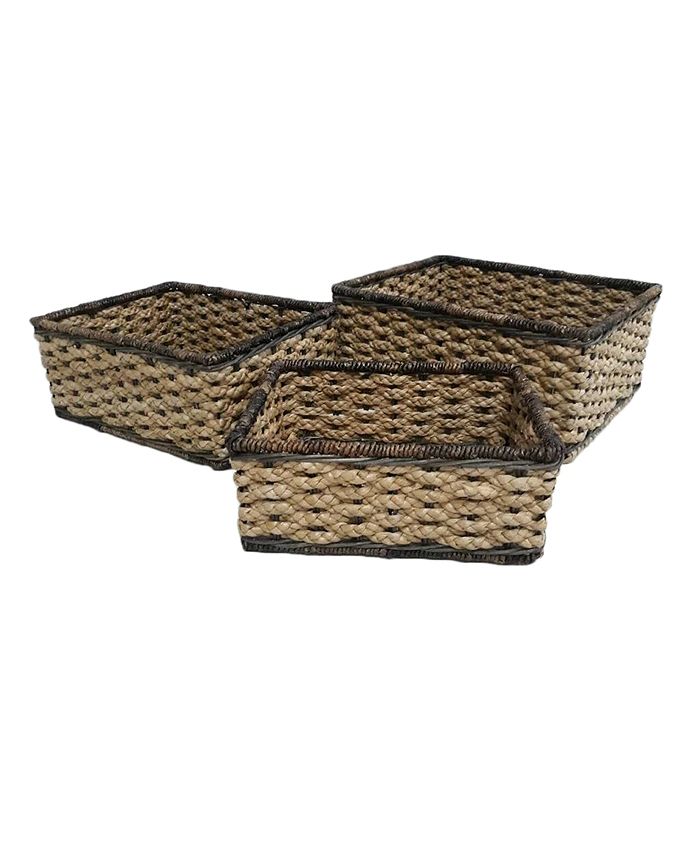 Baum Set of 3 Rectangular Braided Bangkuang and Bacbac Storage Baskets ...