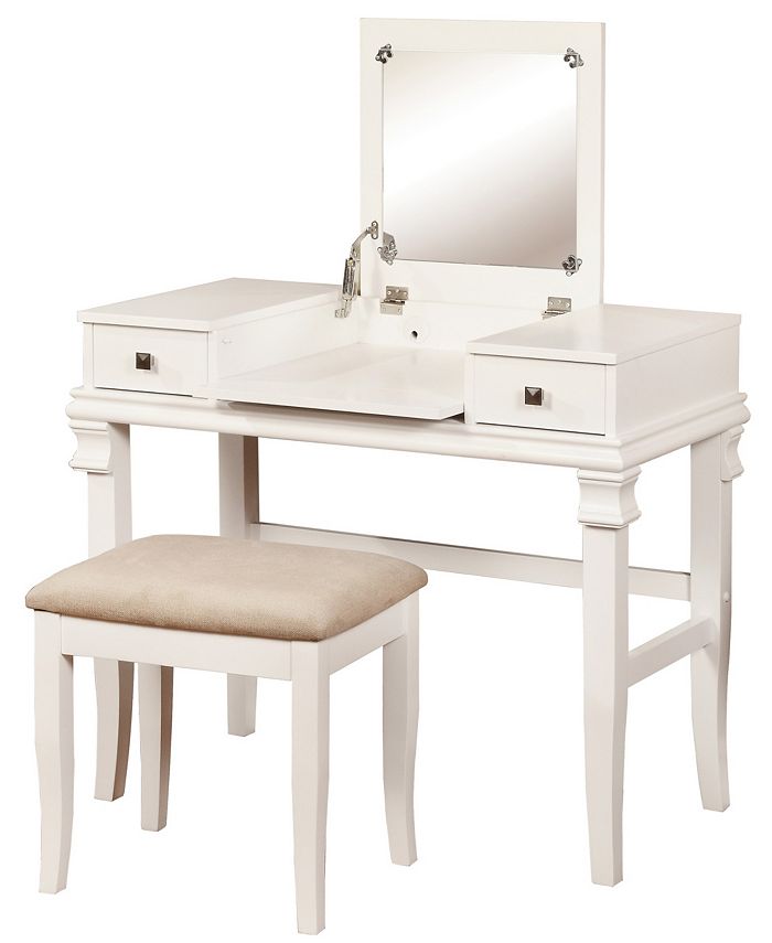 Linon Home Décor Angela Vanity Set with Bench and Mirror - Macy's