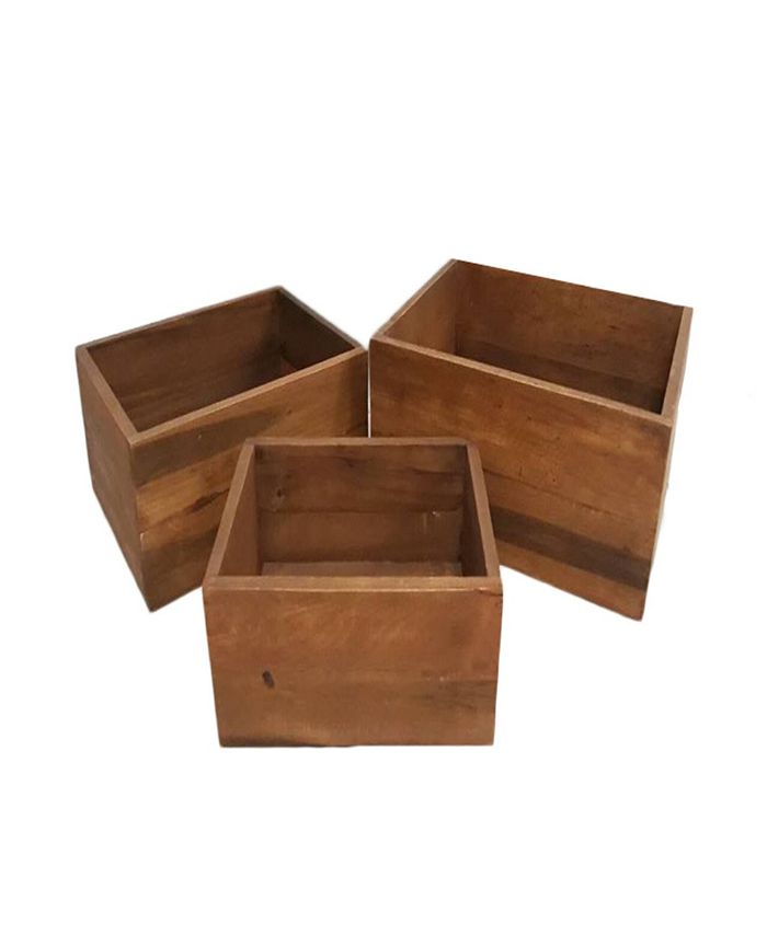 Baum Set of 3 Wooden Storage Boxes - Macy's