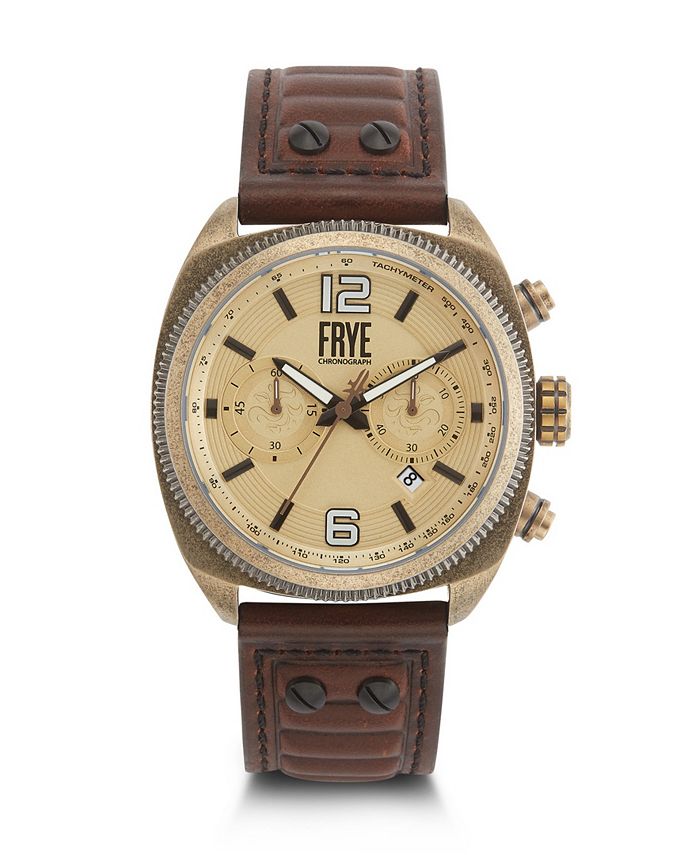 Frye Mens' Moto Engineer Chronograph Whiskey Leather Strap Watch - Macy's