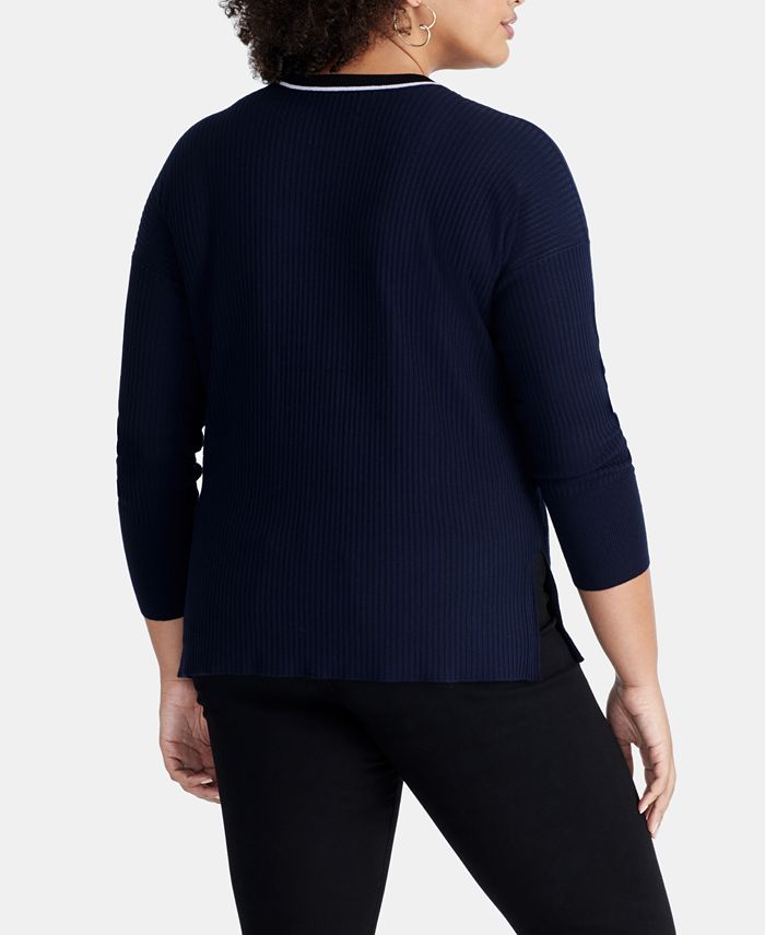 RACHEL Rachel Roy Plus Size Piped-Trim Sweater - Macy's