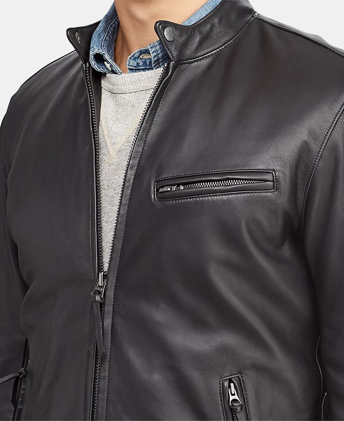 Polo Ralph Lauren Men's Café Racer Leather Jacket - Macy's