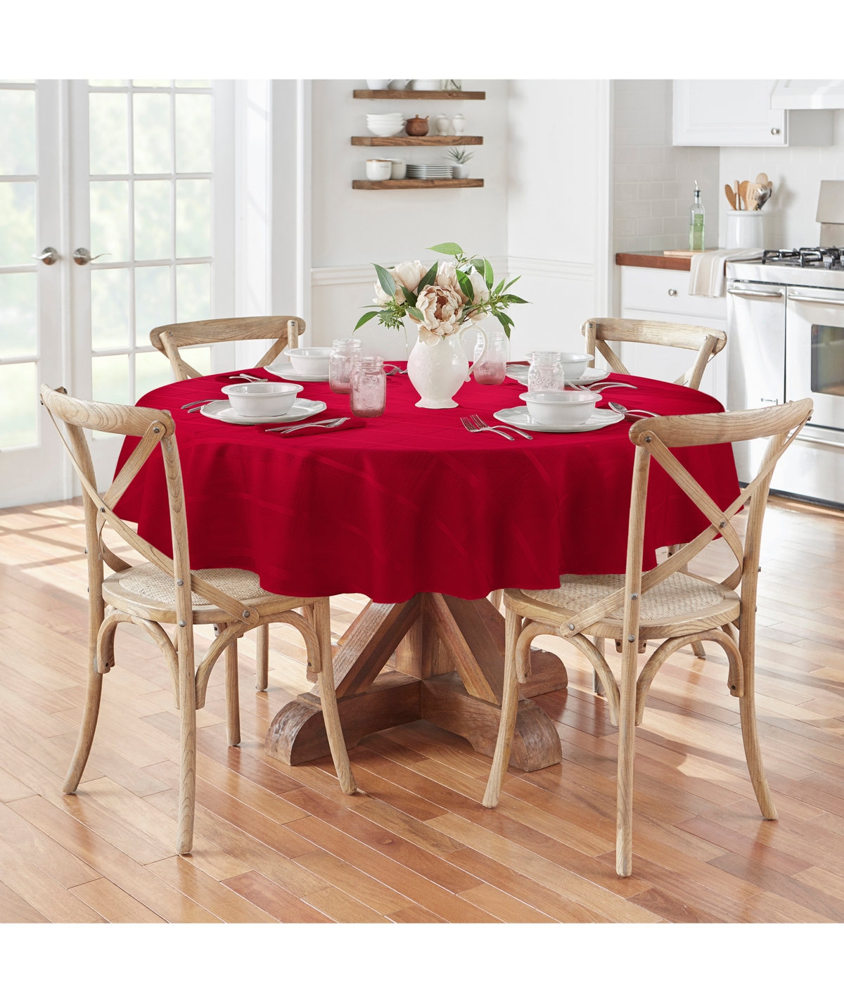 Click here for Elrene Elegance Plaid 60 X 84 Oval Tablecloth - Po... prices