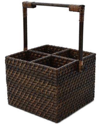 222 Fifth Capri Isle Rattan Square Flatware Caddy - Macy's