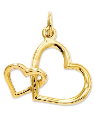 14k Gold Charm, Double Heart Charm - Macy's