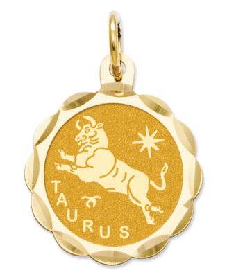 14k Gold Charm, Engraveable Taurus Zodiac Disc Charm - Macy's