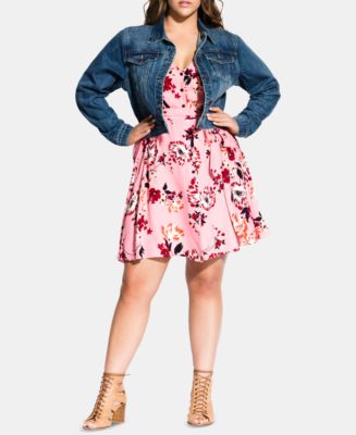 City Chic Trendy Plus Size Embroidered Denim Jacket - Macy's