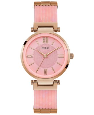 GUESS Women's Pink & Rose Gold-Tone Bracelet Watch 36mm - Macy's