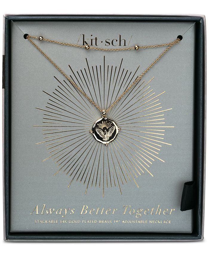 Kitsch Gold-Tone Dove Pendant Layer Necklace, 18" + 1" extender - Macy's