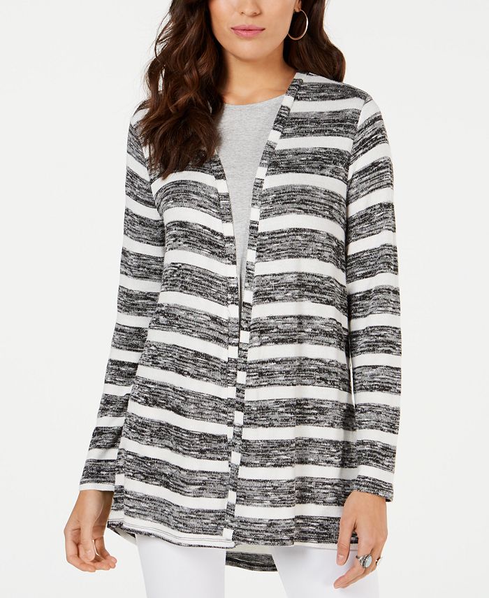 Style & Co Striped High-Low Cardigan, Created for Macy's - Macy's