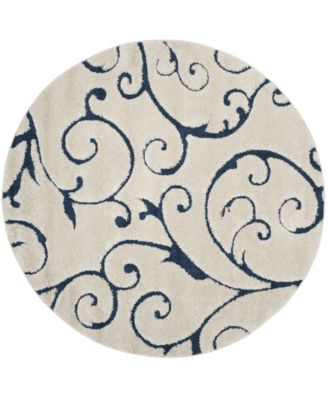 Safavieh Florida Shag SG455 Cream and Blue 9' x 9' Round Area Rug - Macy's