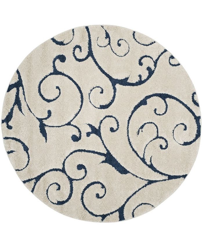 Safavieh Florida Shag SG455 Cream and Blue 9' x 9' Round Area Rug - Macy's