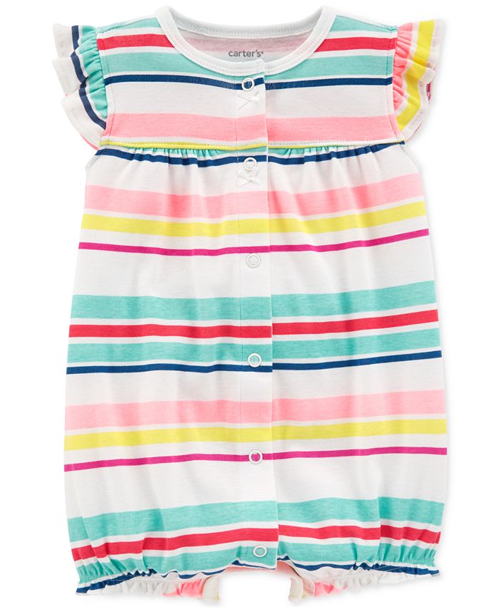 Carter's Baby Girls Striped Cotton Romper - Macy's