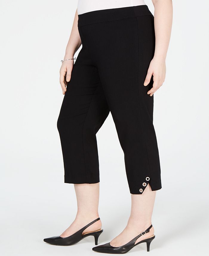 Jm Collection Plus Size Tummy Control Grommet Capris Created For Macy