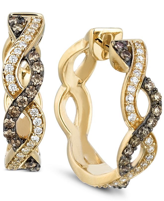 Le Vian Chocolatier® Diamond Braided Hoop Earrings (1/2 ct. t.w.) in ...